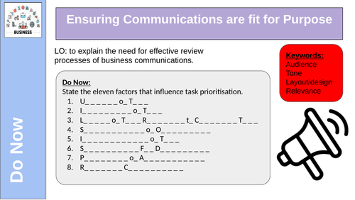 Communications fit for Purpose | Teaching Resources