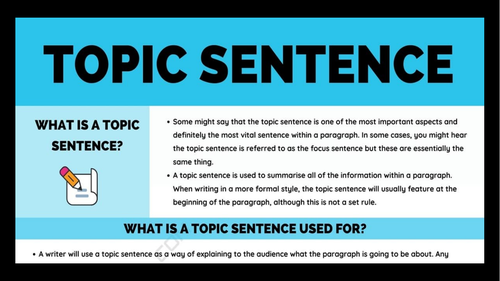 TOPIC SENTENCES POWERPOINT | Teaching Resources