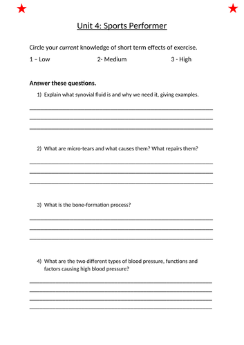 Unit 4: Sports Performer In Action Worksheet | Teaching Resources