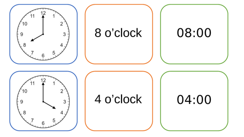Time Card Match Up | Teaching Resources