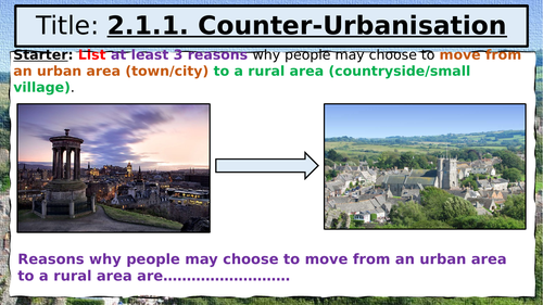 WJEC GCSE Theme 2: L3: Rural-Urban Links – Causes of Counter ...