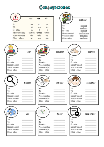 Conjugaciones verbos usados en clase | Teaching Resources