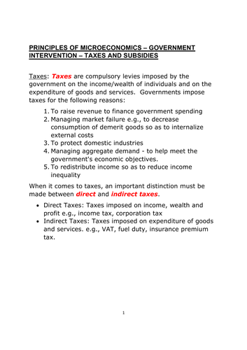 13. Taxes and Subsidies | Teaching Resources