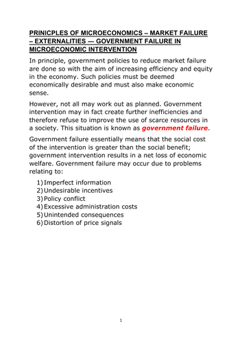 16. Government Failure | Teaching Resources