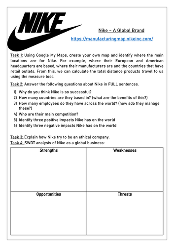 Globalisation - Nike | Teaching Resources