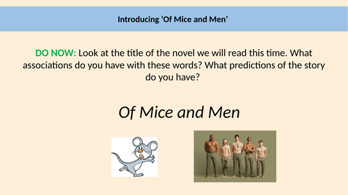 Year 9 Of Mice and Men SoL | Teaching Resources
