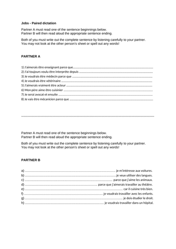 French GCSE jobs review + reading tests | Teaching Resources