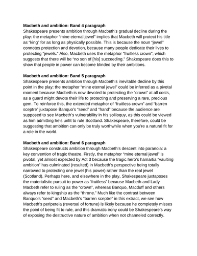 Macbeth Ambition Paragraphs Bands 4-6 | Teaching Resources