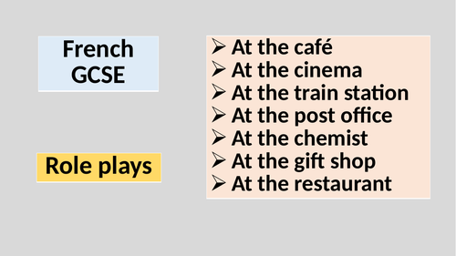 French GCSE role plays | Teaching Resources French GCSE role plays | Teaching Resources