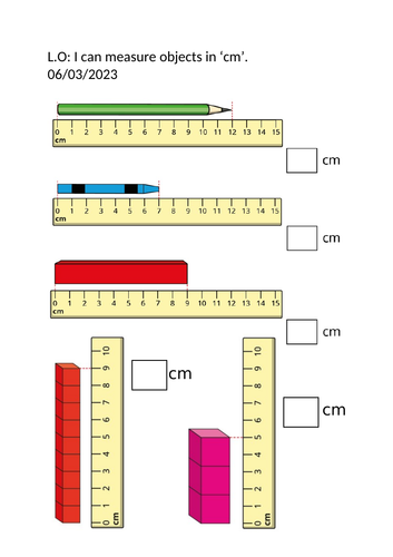Measuring in Cm worksheet | Teaching Resources