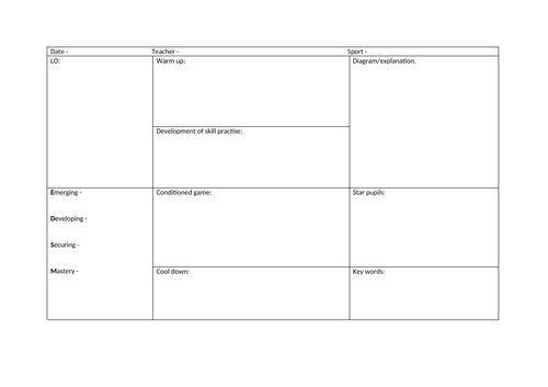 BTEC Lesson Plan Whiteboard and Self Assess Worksheet | Teaching Resources
