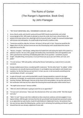 The Ruins of Gorlan - John Flannigan Comprehension and Paper 1 Q1-4 ...