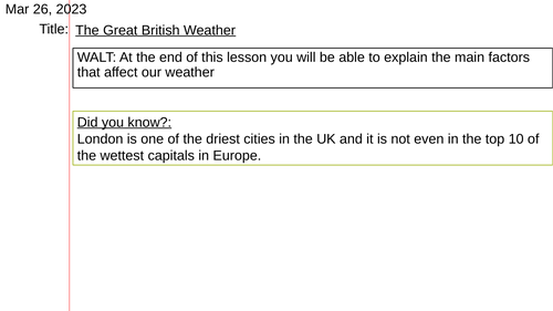 KS3 Great British Weather | Teaching Resources