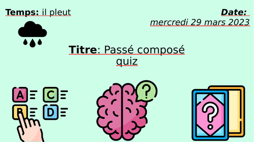 Passé Composé Quiz | Teaching Resources