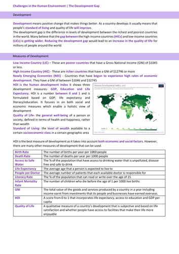 Development Gap Revision Teaching Resources