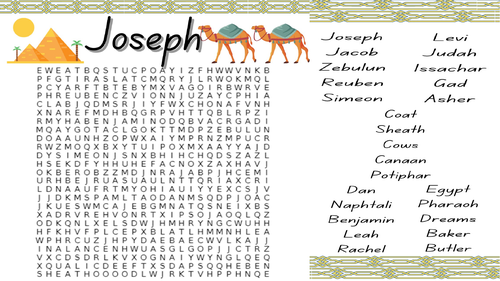 Joseph Wordsearch | Teaching Resources