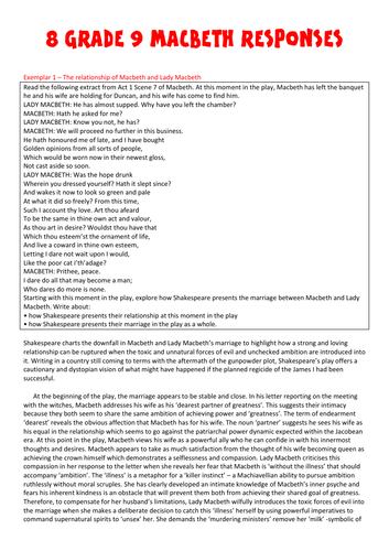 8 Grade 9 Macbeth model exam responses | Teaching Resources