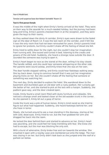 Year 6 Three model texts for tension and suspense based on Room 13 ...