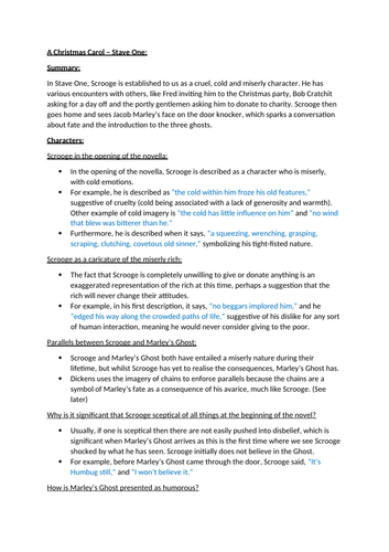 A Christmas Carol Revision Notes | Teaching Resources