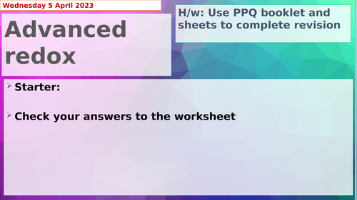 AQA Chemistry A Level REDOX | Teaching Resources AQA Chemistry A Level REDOX | Teaching Resources