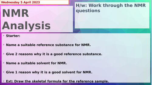 AQA Chemistry A Level NMR and Chromatography | Teaching Resources
