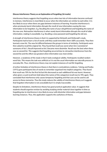 Interference Memory Psychology