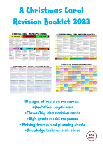 A Christmas Carol Revision Booklet 56 Pages | Teaching Resources