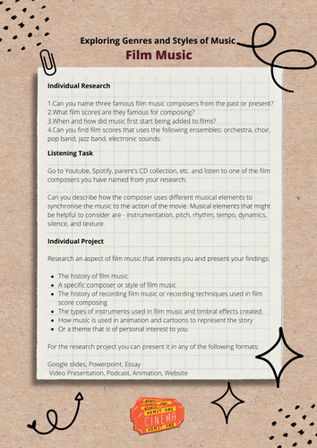 Quick Film Music project for KS3 or KS4 music students | Teaching Resources