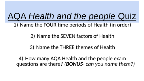 REVISION- How to Answer the 16 marker AQA GCSE Health and The People ...