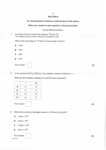 Moles past paper questions | Teaching Resources