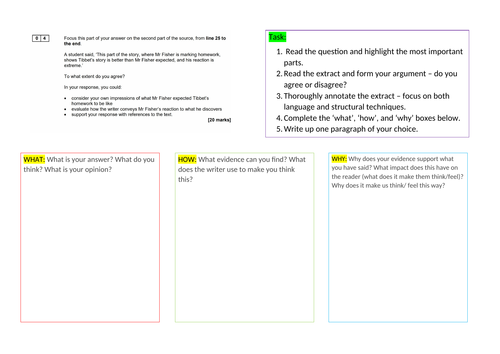 Language Paper 1 Question 4 revision | Teaching Resources