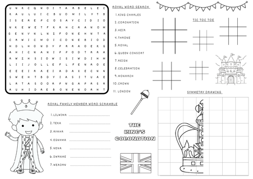 King Charle's Coronation Kid's Colouring Page / Activity Game Page ...
