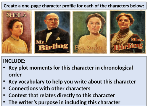 AQA 'An Inspector Calls' Character Profiles Support Sheets PPT Slides | Teaching Resources