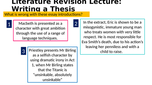 Writing a Thesis in Literature Essays | Teaching Resources