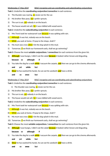 Y6 SATS REVISION SPaG - CONJUNCTIONS, HYPHENS, PROGRESSIVE | Teaching ...