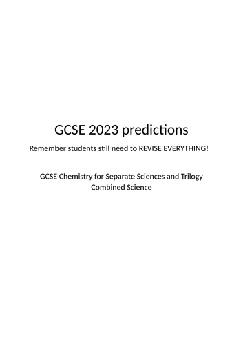 GCSE AQA 2023 Predictions (Chemistry) | Teaching Resources