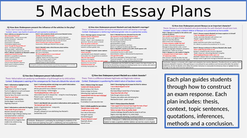 5 Macbeth Essay Plans | Teaching Resources