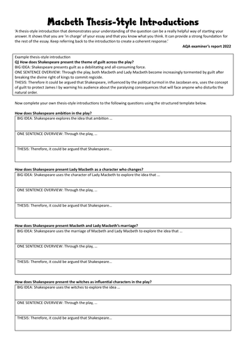 Macbeth: simple template for thesis-style introductions | Teaching ...
