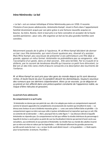 A LEVELFRENCH REVISION NOTES "LE BAL" including mock exam questions ...