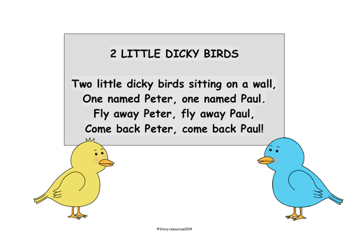 2 LITTLE DICKY BIRDS NUMBER RHYME MATHS EYFS | Teaching Resources