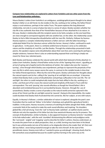 AQA GCSE Lit Poetry Essay: Letters from Yorkshire and Follower ...