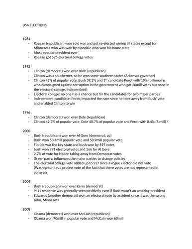 USA ELECTIONS fact sheet | Teaching Resources