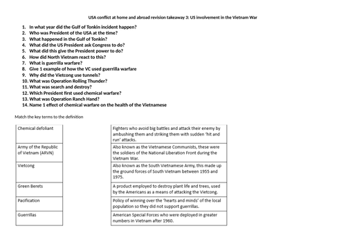 GCSE History USA: conflict at home and abroad revision 3- US ...
