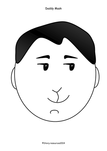 TIGER WHO CAME TO TEA MASKS TO COLOUR IN EYFS KS1 BLACK AND WHITE STICK ...