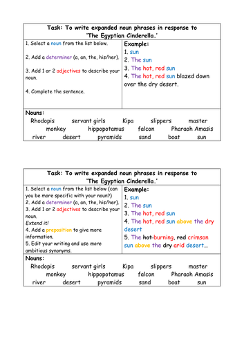 Writing expanded noun phrases | Teaching Resources
