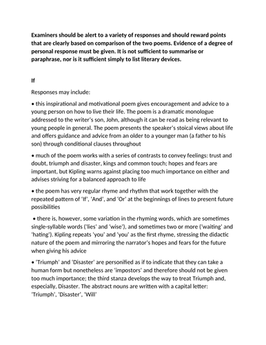 Comparing If with Do Not Go Gentle iGCSE ENGLISH LITERATURE | Teaching ...