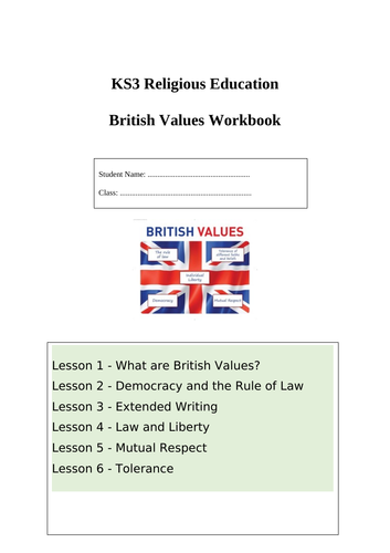 KS3 Religious Education Workbook - British Values | Teaching Resources