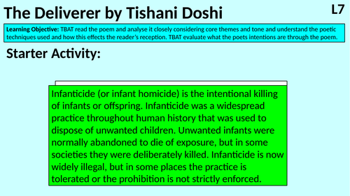 The Deliverer Tishani Doshi A Level Lesson | Teaching Resources