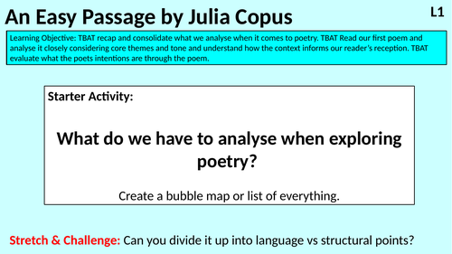 An Easy Passage Julia Copus Lesson | Teaching Resources