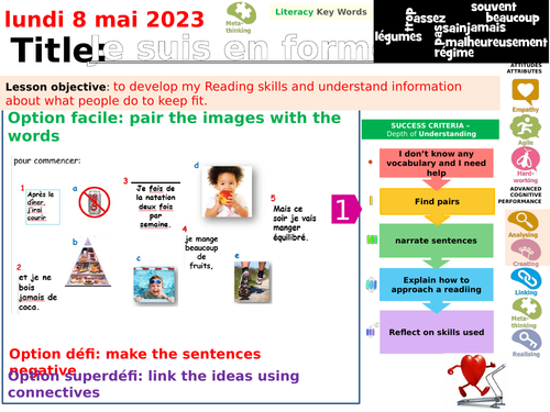 HEALTHY LIVING - LESSON 5 - JE SUIS EN FORME | Teaching Resources